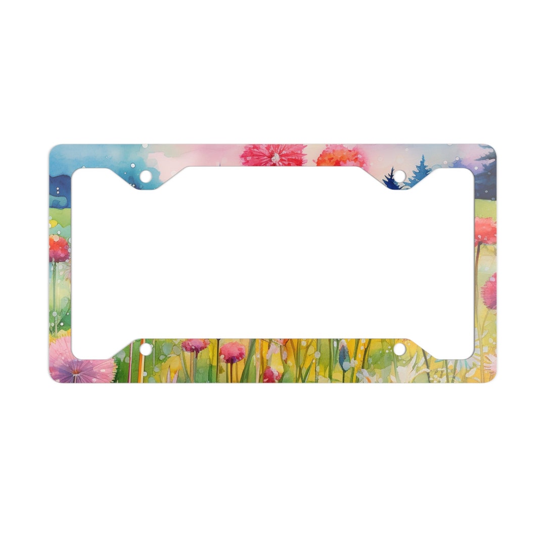 Outdoor License Plate Frame Flower License Frame Floral Nature Mountain ...