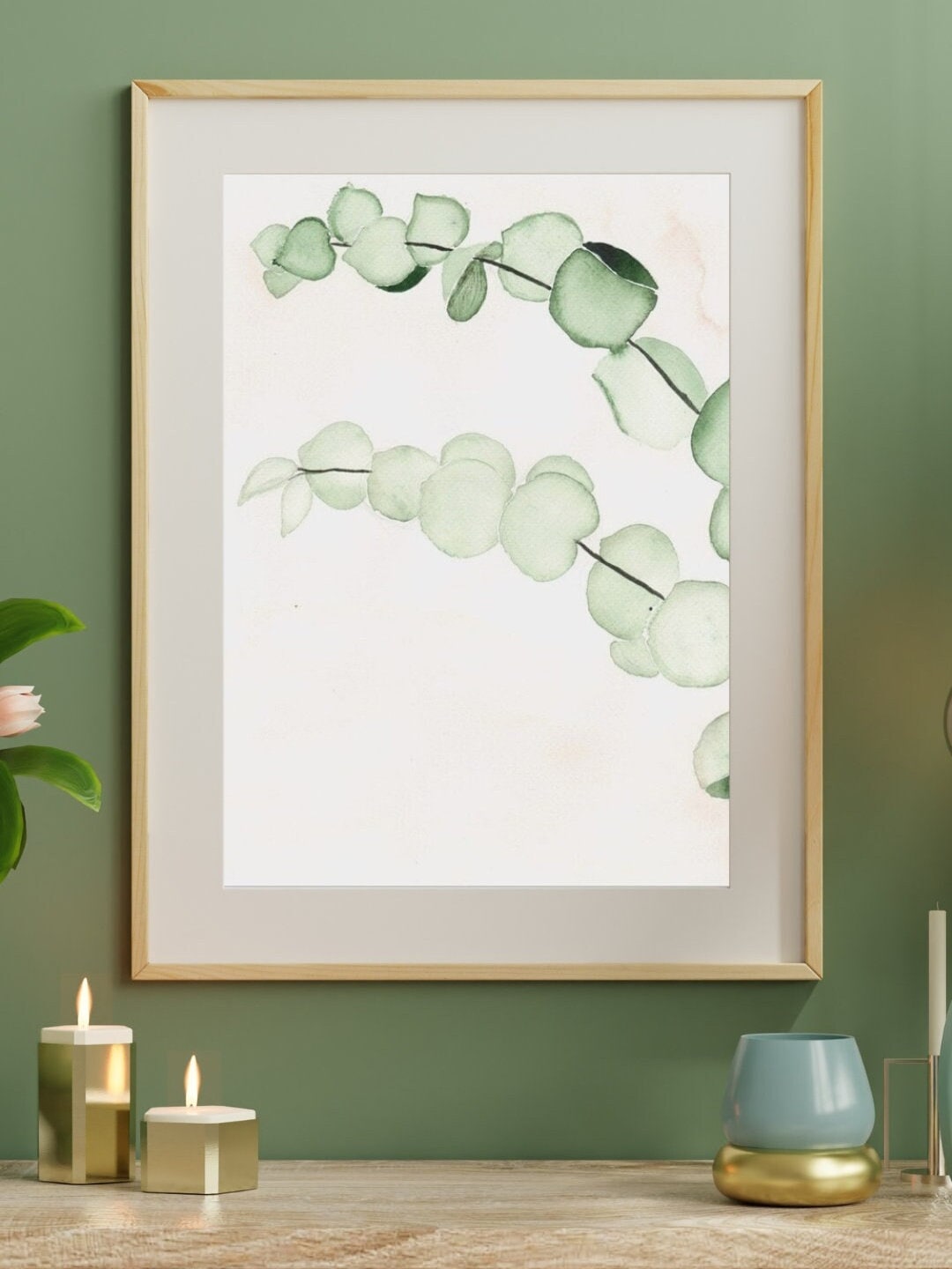 Poster Print of Watercolor Painting "eucalyptus Original 2", Monochrome ...