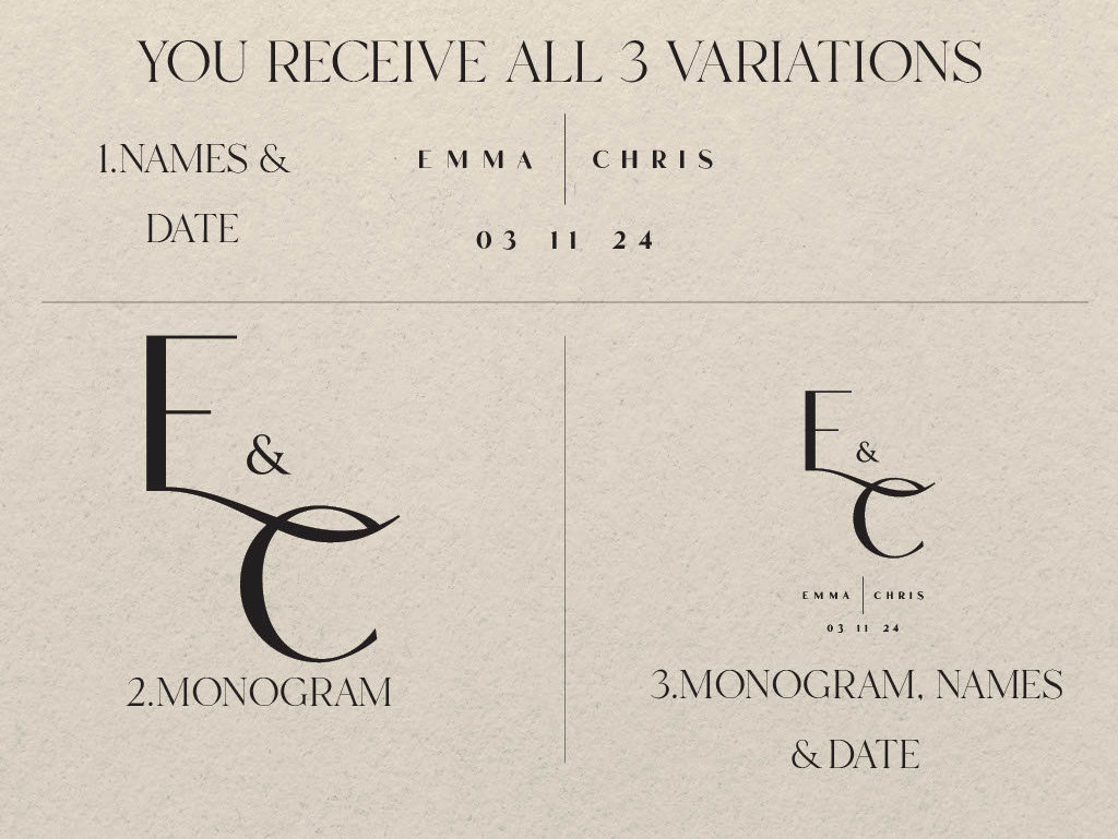 Modern Wedding Monogram, Couple Monogram, Wedding Logo Digital, Initial ...