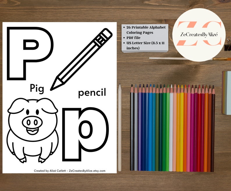 ABC Printable Coloring Pages ABC Alphabet Printable Coloring | Etsy