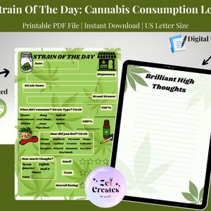 Strain of the Day, Printable Cannabis Consumption Log Tracker, Medical ...