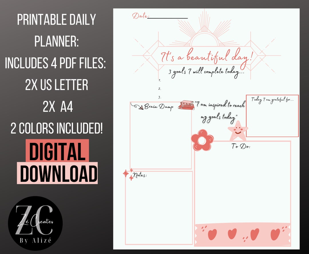 Printable Daily Planner Printable Daily to Do List Daily - Etsy