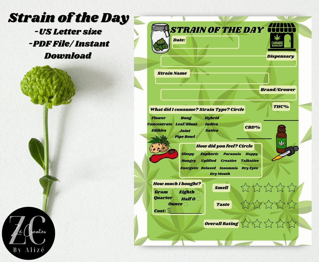Strain of the Day Printable Cannabis Consumption Log Tracker - Etsy