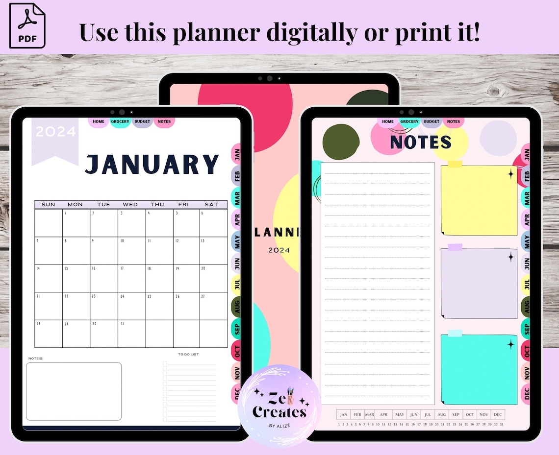 2024 Planner Digital/printable Planner Monthly Planner - Etsy
