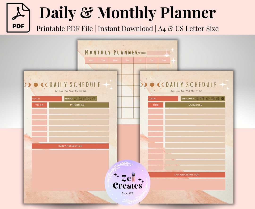 Printable Planner, Monthly Planner, Daily Planner, Digital Planner ...