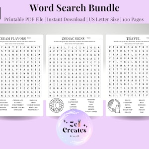 100 Page Printable Word Search Bundle, Word Search Puzzles for Kids and ...