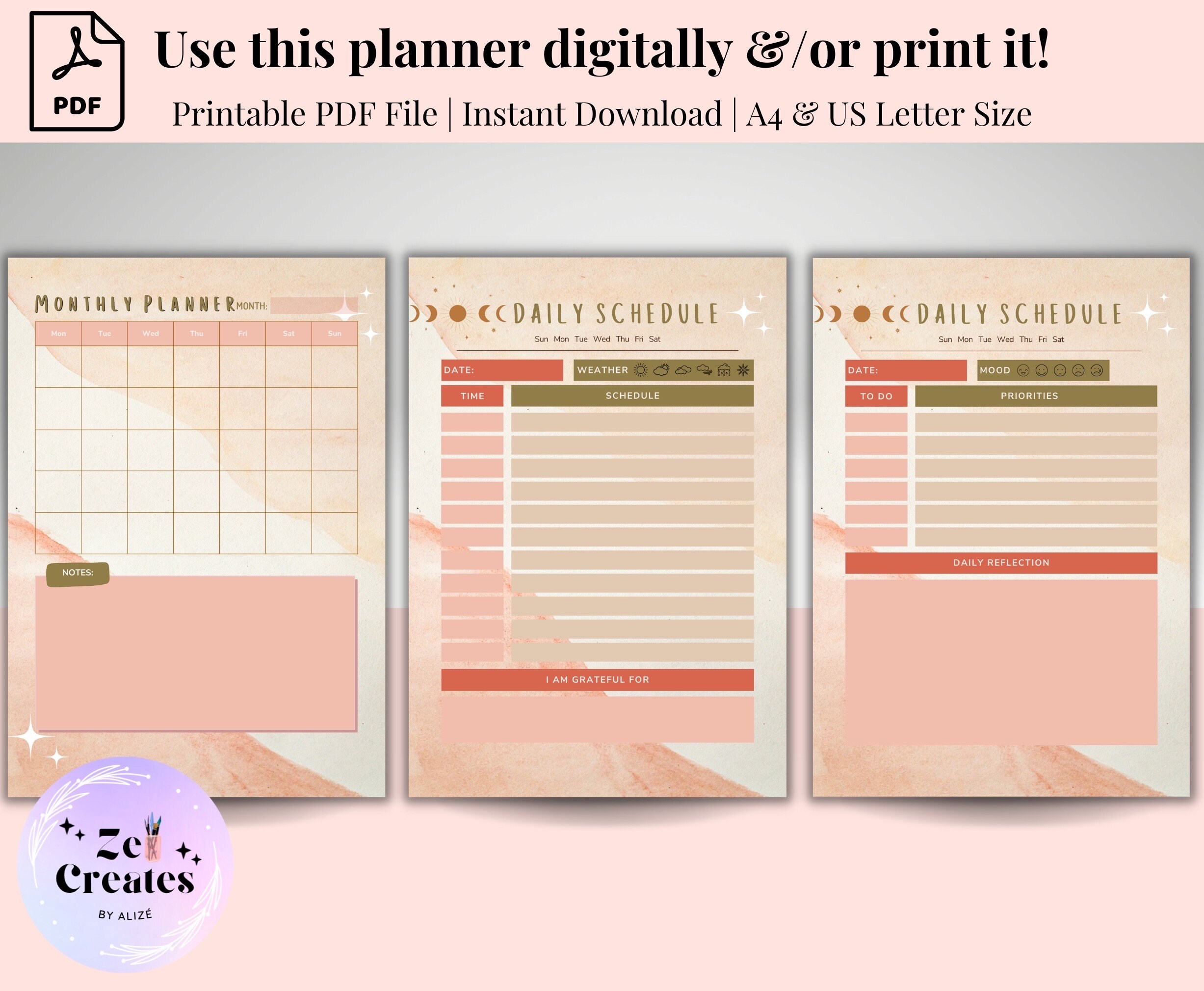 Printable Planner, Monthly Planner, Daily Planner, Digital Planner ...