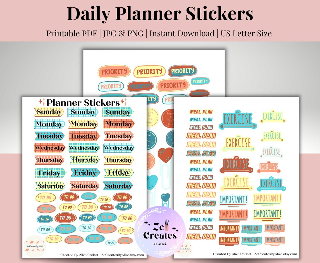 Printable Planner Stickers, Planner Stickers, Planner Sticker Sheet ...