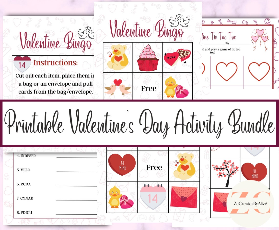 Printable Valentine's Day Activity Bundle for School | Etsy
