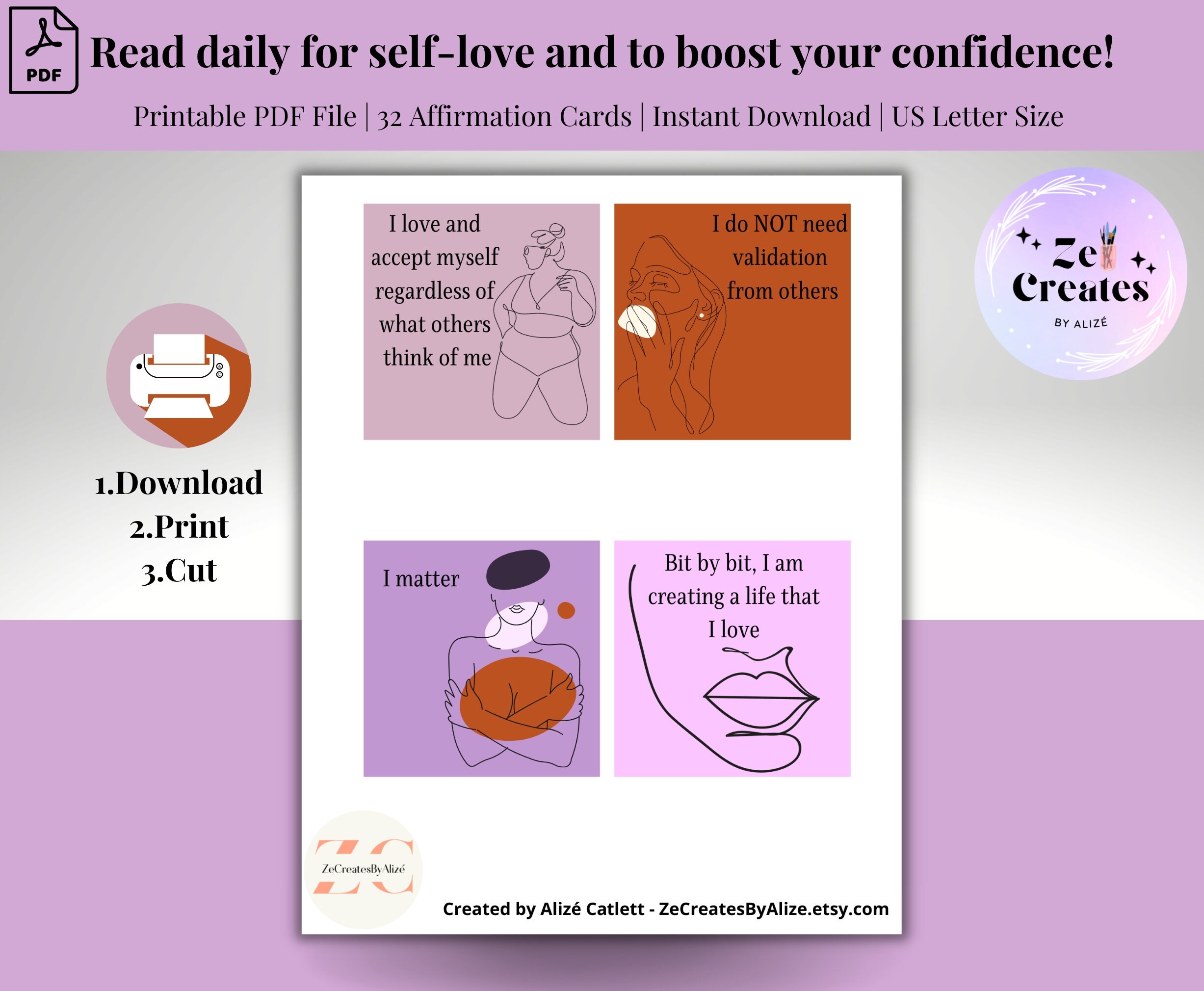 32 Printable Affirmation Cards, Affirmation Cards to Boost Confidence ...