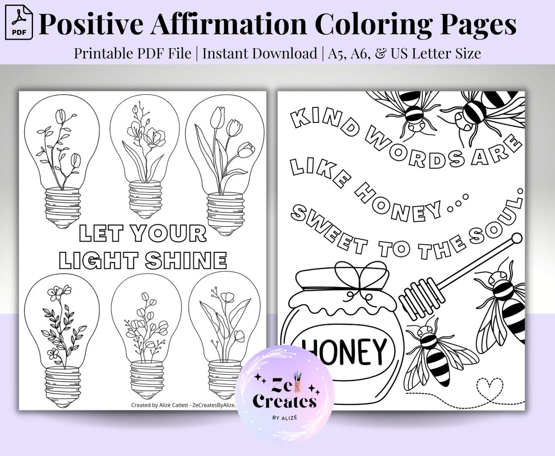 Printable Positive Affirmation Coloring Pages, Coloring Pages With ...