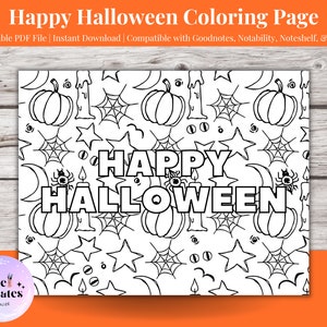 Digital/printable Happy Halloween Coloring Page, Halloween Party ...