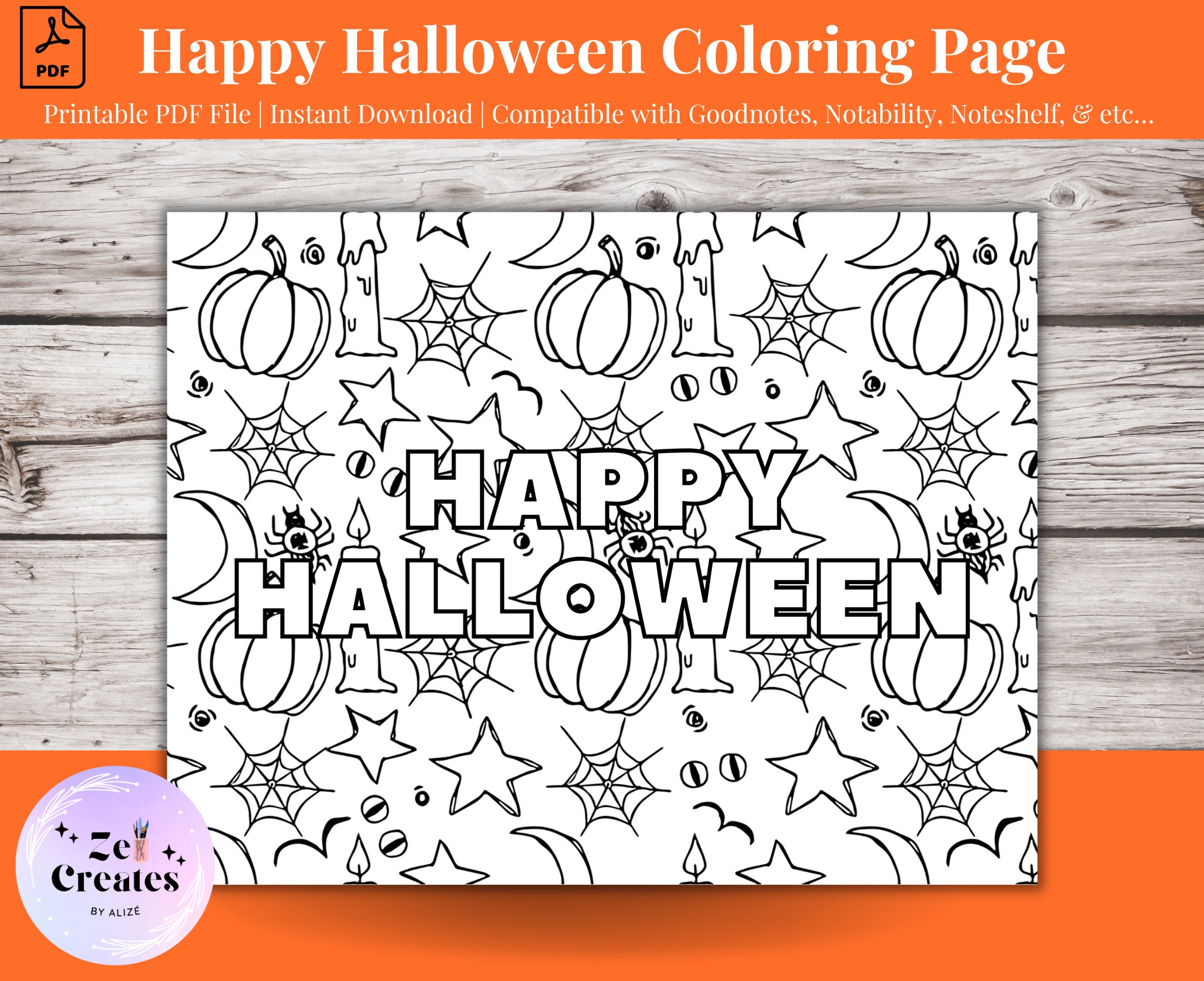 Digital/printable Happy Halloween Coloring Page, Halloween Party ...