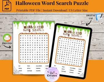 Halloween Word Search Puzzle Digital Download Printable - Etsy