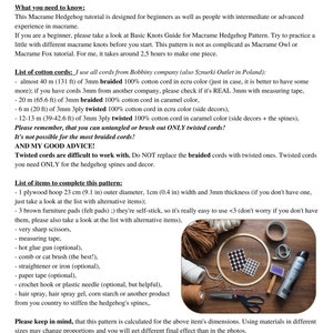 Tutorial PDF for Macrame Hedgehog Pattern| Step by Step Forest Animal Guide| DIY Autumn ...