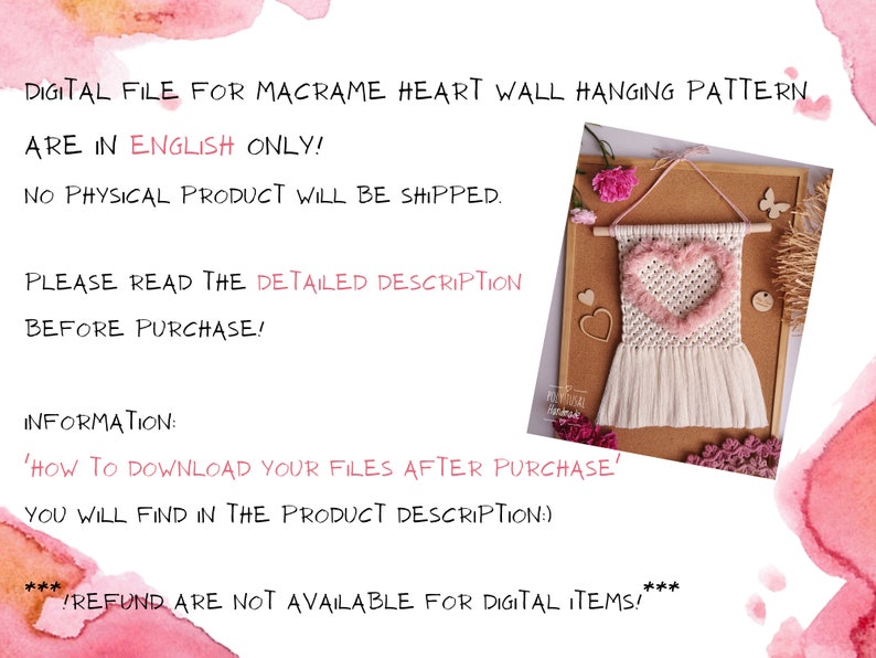 Macrame Heart PDF Pattern Valentines DIY Tutorial Wall - Etsy