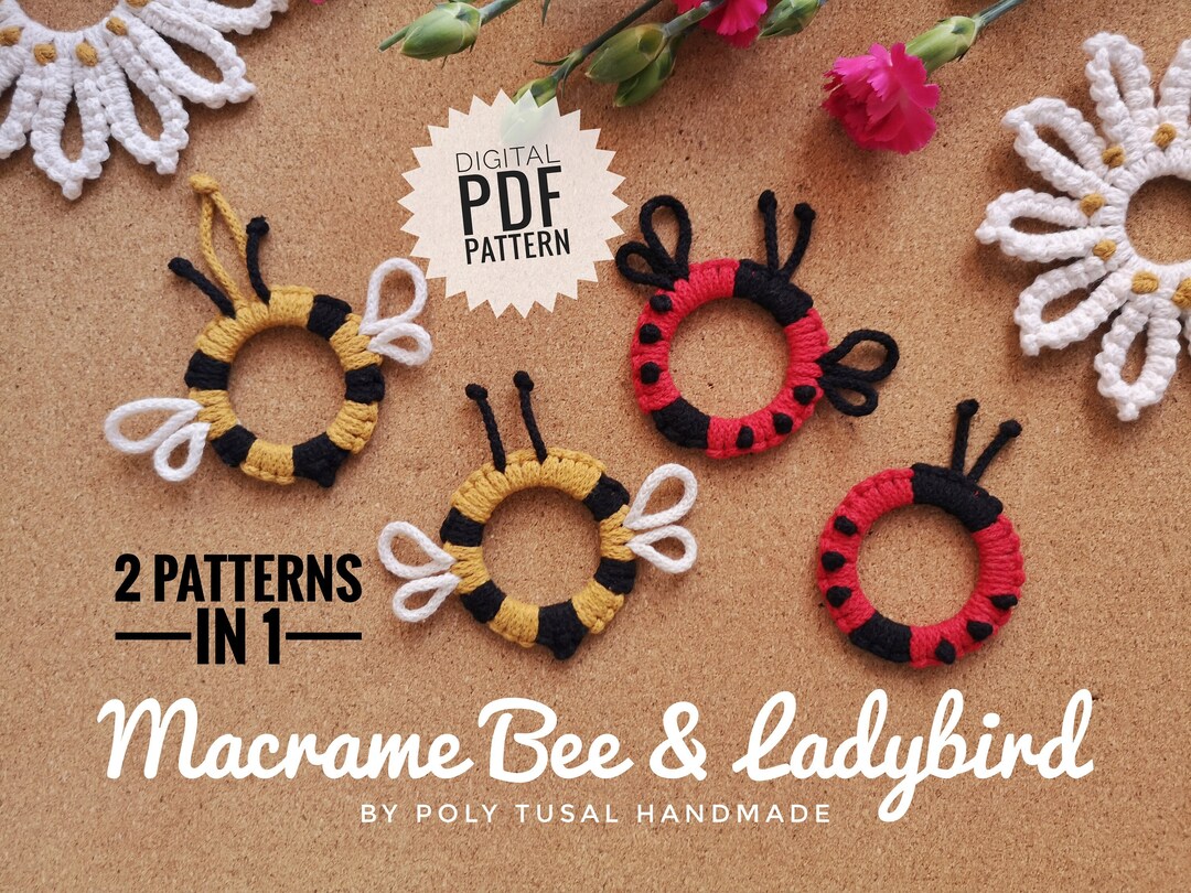 Macrame Bee Ladybug PDF Tutorial | Ladybird Summer Keyring Pattern ...