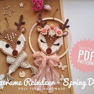 Christmas Macrame Reindeer PDF Tutorial, DIY Spring Deer Pattern ...