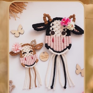 Macrame Cow PDF Pattern Tutorial | Bull Craft | Farm Animal DIY Decor ...