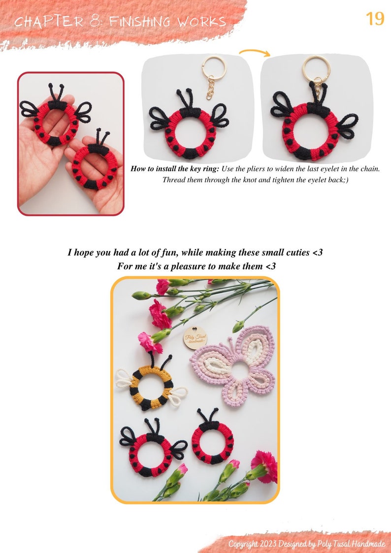 Macrame Bee & Ladybug Keyring Pattern: Beginner DIY Garden Insects (PDF ...
