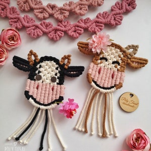 Macrame Cow PDF Pattern Tutorial | Bull Craft | Farm Animal DIY Decor ...