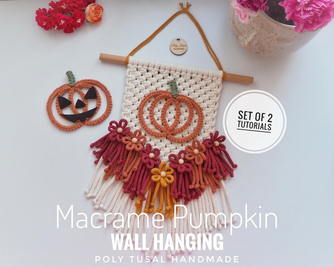Macrame Pumpkin Wall Hanging PDF Tutorial, Set of 2 Patterns Pumpkin ...