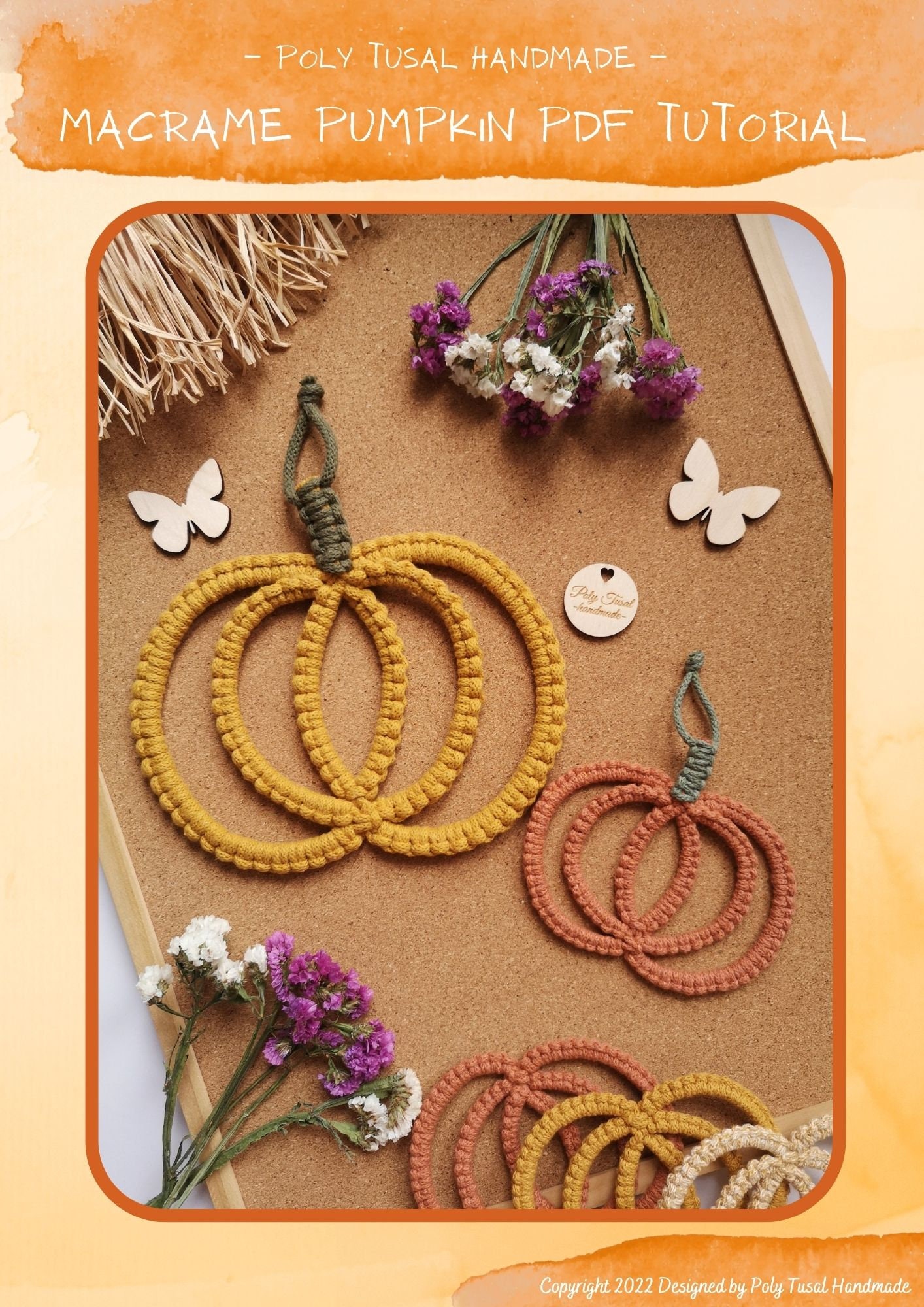 Macrame Pumpkin Pattern PDF Tutorial | Easy Halloween DIY | Digital ...