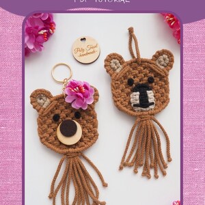 Macrame Bear Keychain PDF Tutorial | Cute Pendant Pattern Guide | Teddy ...