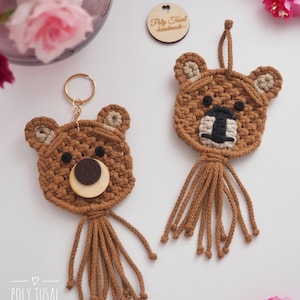 Macrame Bear Keychain PDF Tutorial | Cute Pendant Pattern Guide | Teddy ...