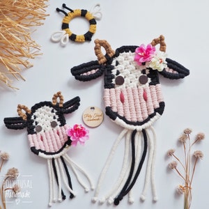 Macrame Cow PDF Pattern Tutorial | Bull Craft | Farm Animal DIY Decor ...
