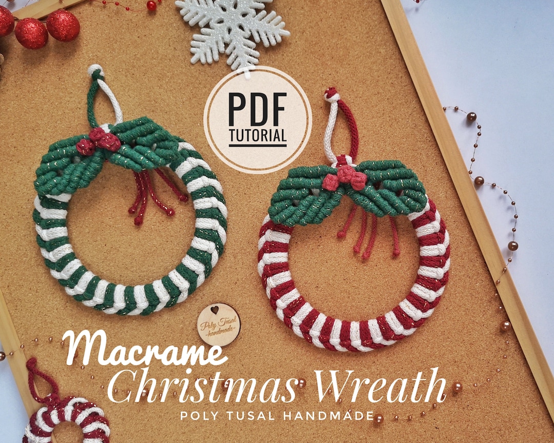 Christmas Macrame Wreath Pattern Tutorial | Xmas Ornament| DIY Noel Decoration| PDF How to Door ...