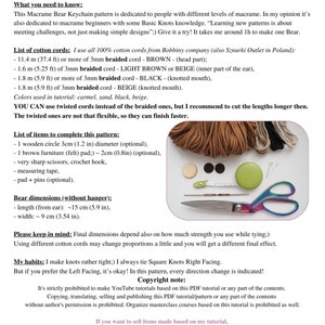 Macrame Bear Keychain PDF Tutorial | Cute Pendant Pattern Guide | Teddy ...