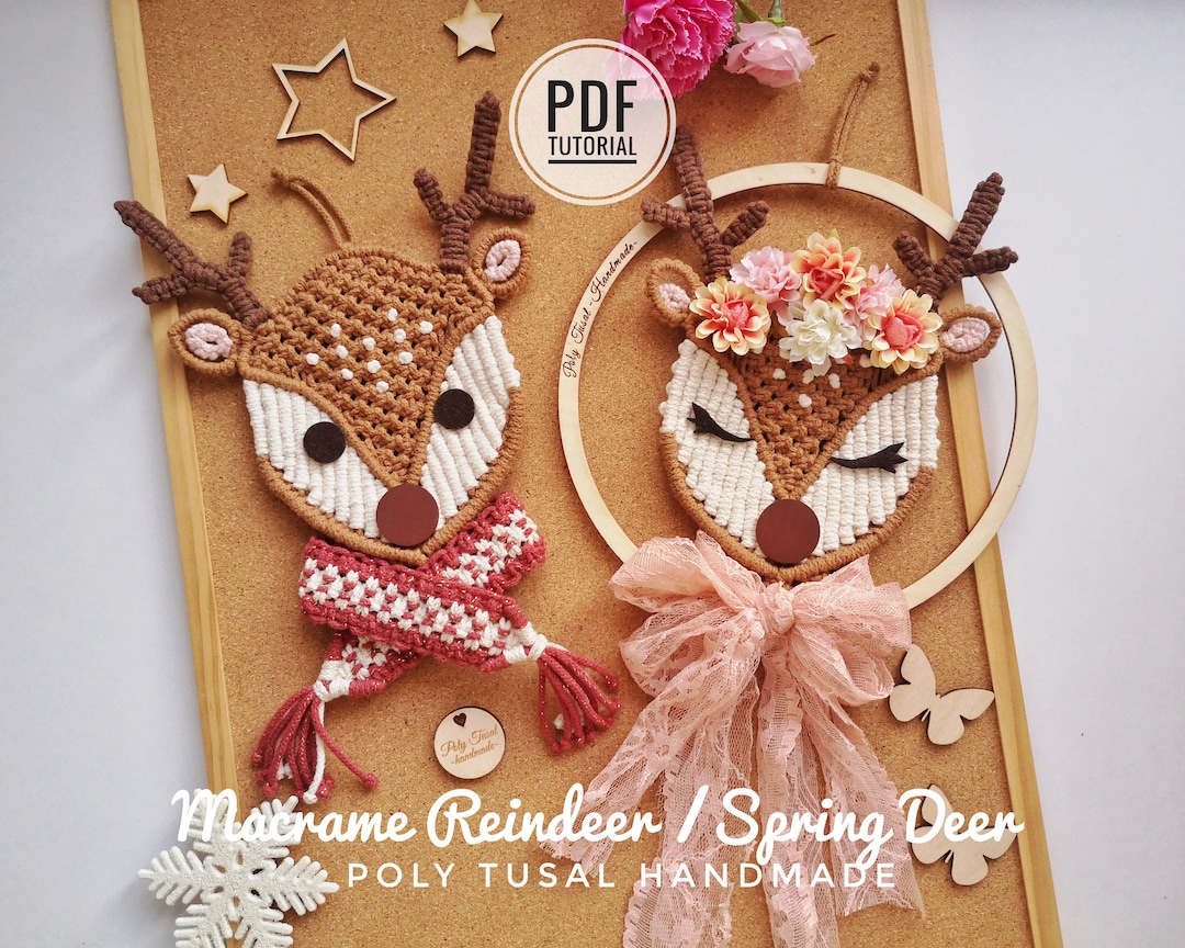 Christmas Macrame Reindeer PDF Tutorial, DIY Spring Deer Pattern ...