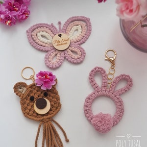 Macrame Bear Keychain PDF Tutorial | Cute Pendant Pattern Guide | Teddy ...