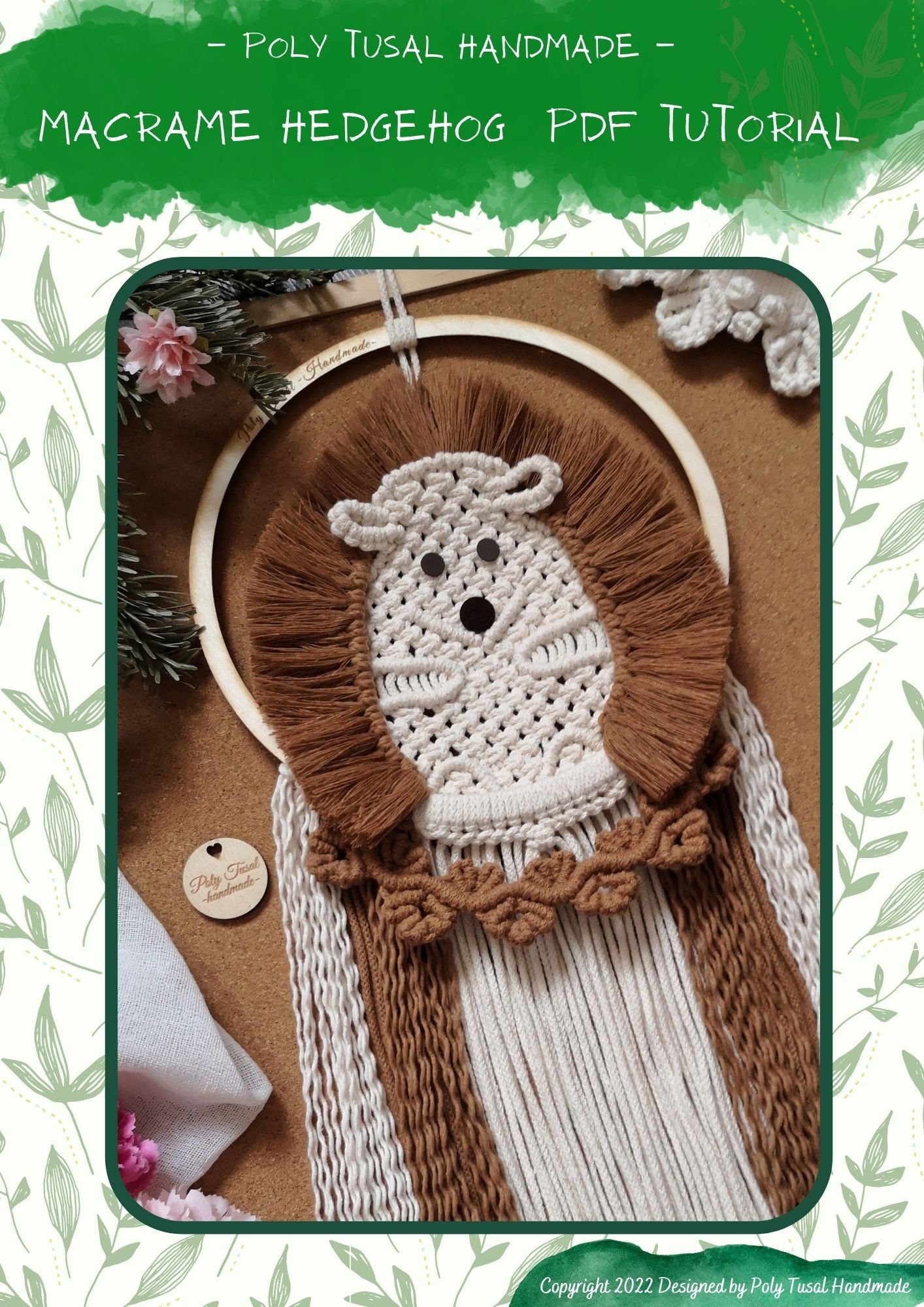 Tutorial PDF for Macrame Hedgehog Pattern| Step by Step Forest Animal ...