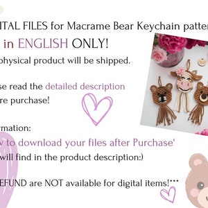 Macrame Bear Keychain PDF Tutorial | Cute Pendant Pattern Guide | Teddy ...
