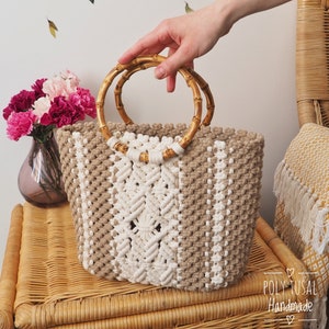 Macrame Handbag Pattern | PDF Tutorial for Summer Basket| How to Beach ...