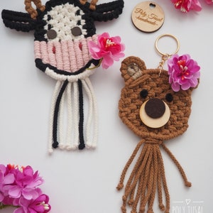 Macrame Bear Keychain PDF Tutorial | Cute Pendant Pattern Guide | Teddy ...