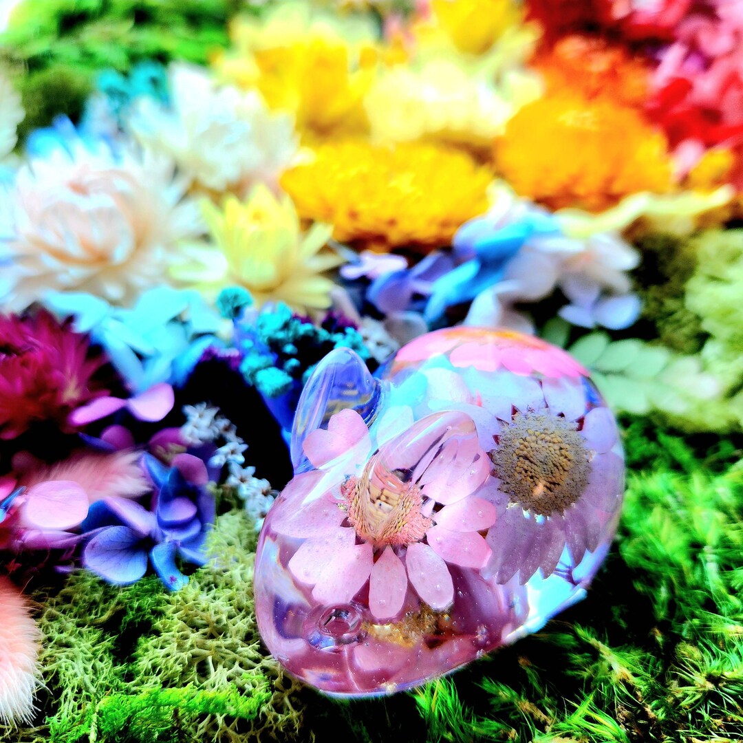 Purple & Pink Flower Bunny Cute Handmade Resin Bunny /holiday Gift ...