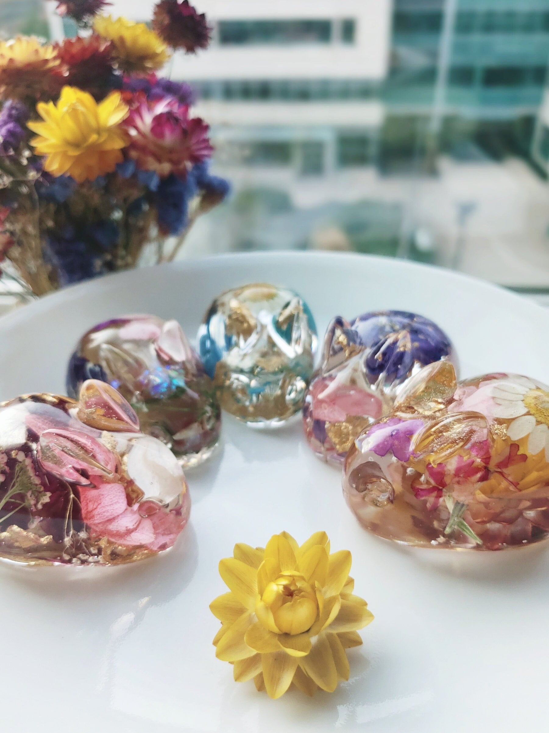 Flower Bunny Cute Handmade Resin Bunny | Etsy