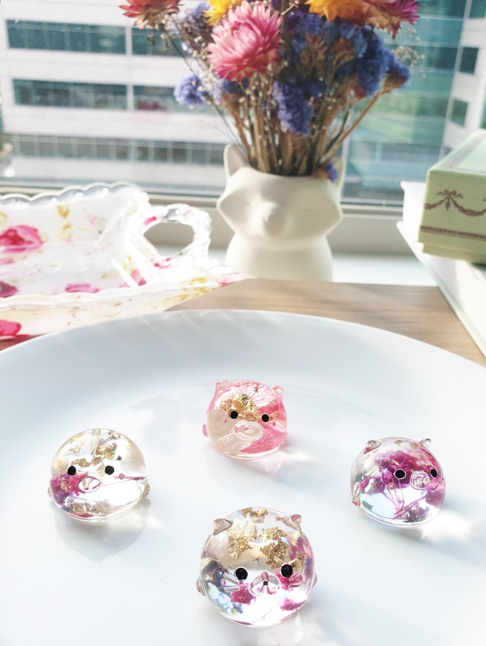 Flower Animal Cute Handmade Resin Animal/desk Buddy/ Desk - Etsy