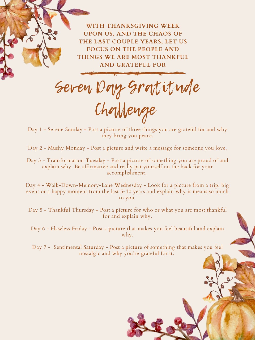 Thanksgiving Gratitude Challenge - Etsy