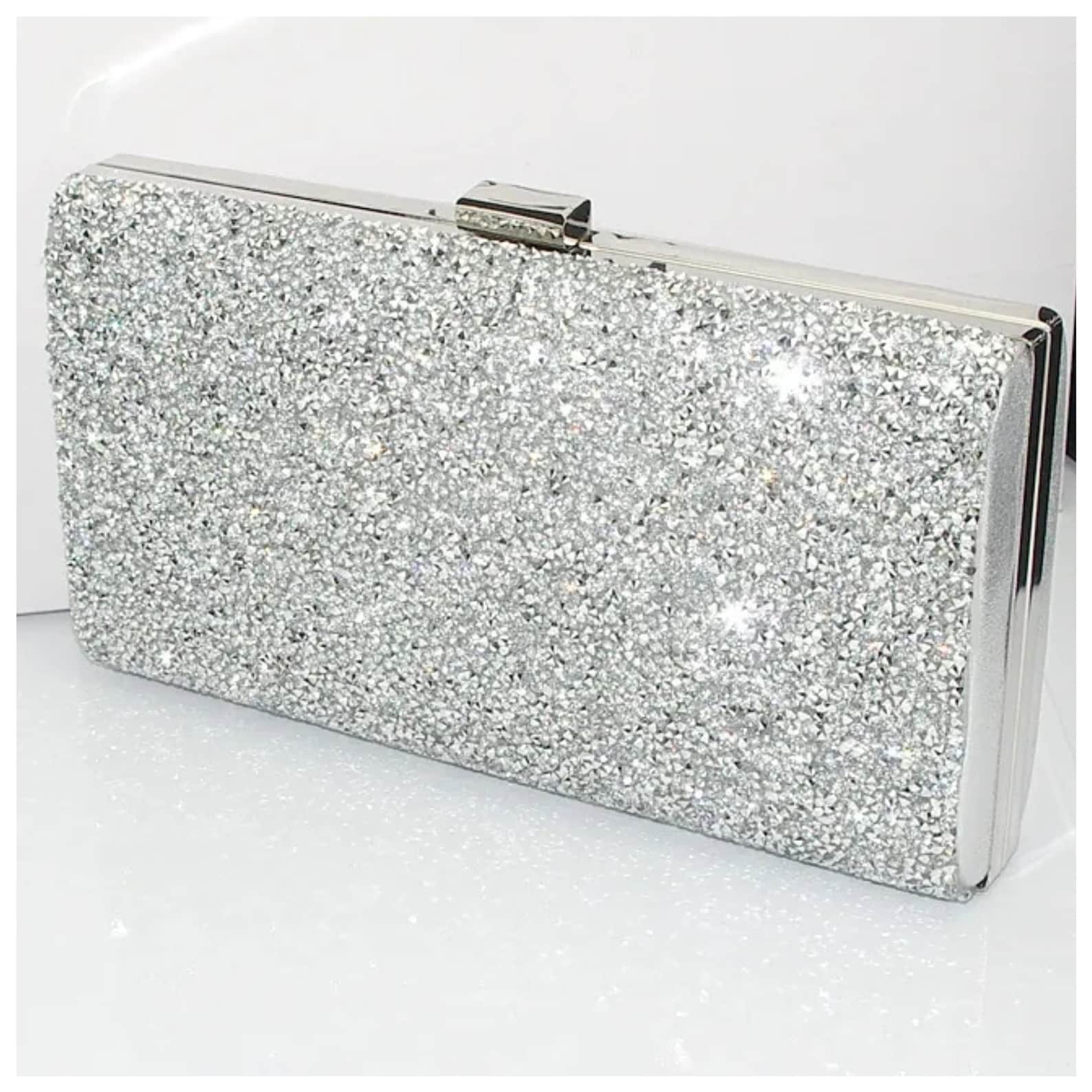 Elegant Silver Rhinestone Mini Bag,evening Bag Clutch,chain Shoulder ...