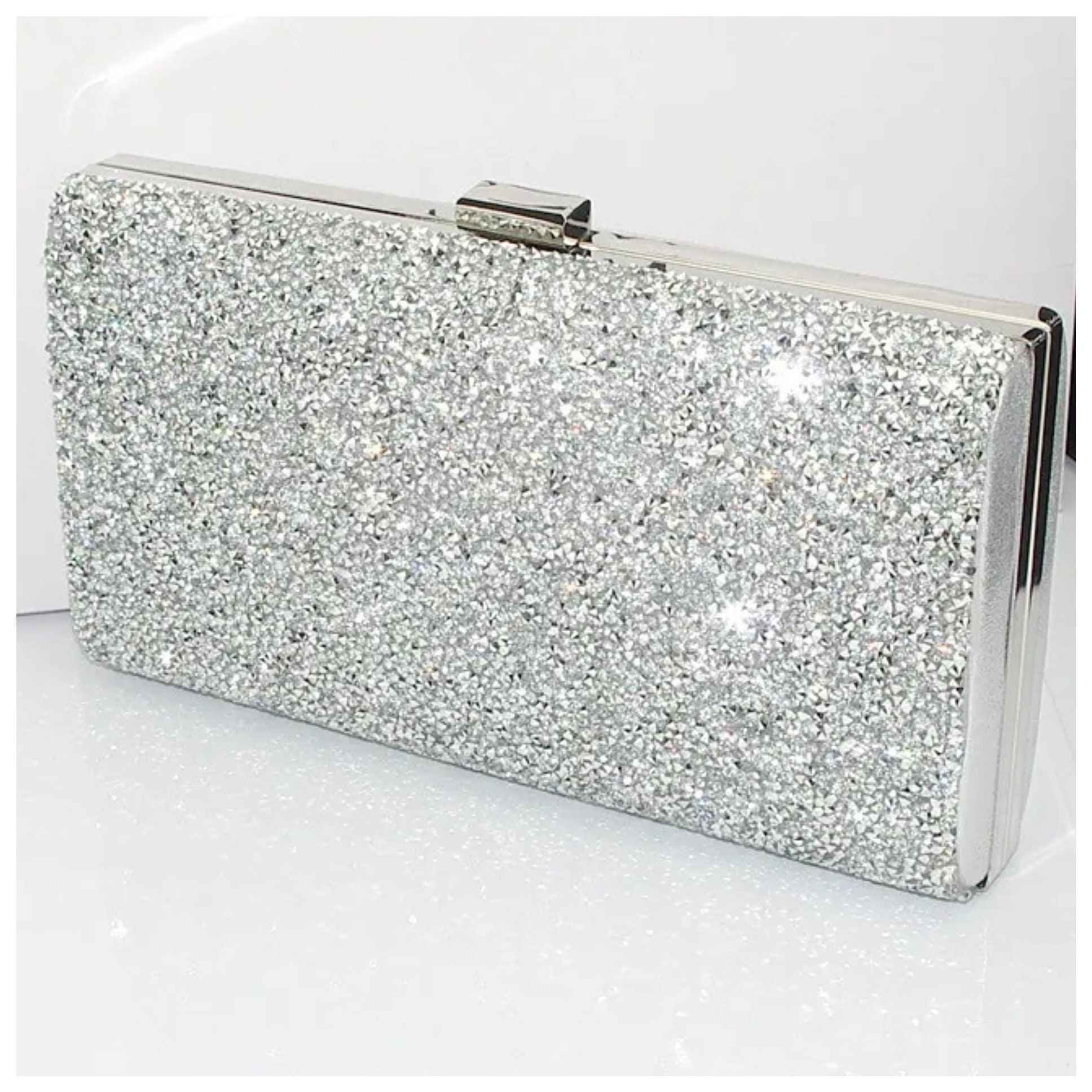 Elegant Silver Rhinestone Mini Bag,evening Bag Clutch,chain Shoulder ...