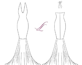 Halter Style Bodycon Mermaid Gown, PDF Sewing Pattern, Digital Download ...