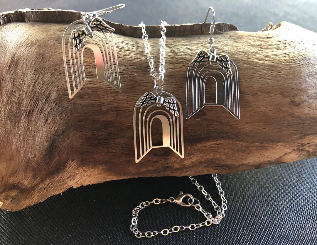 Heaven's Door Necklace and Earrings Set. Silver - Etsy