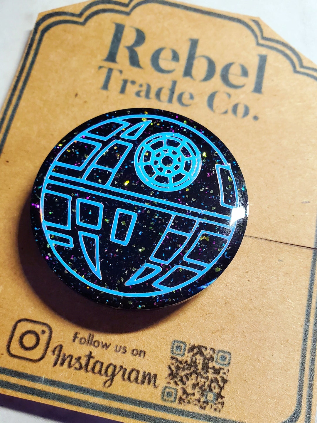 It's a Moon Death Star Inspired Handmade Resin Phone Grip Badge Reel ...
