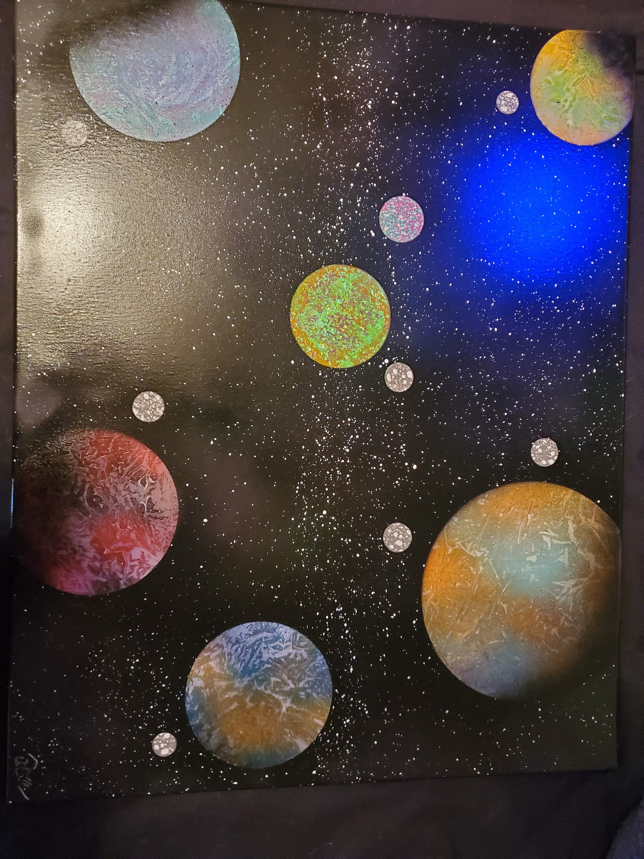 6 Planet Spray Paint Space Art - Etsy