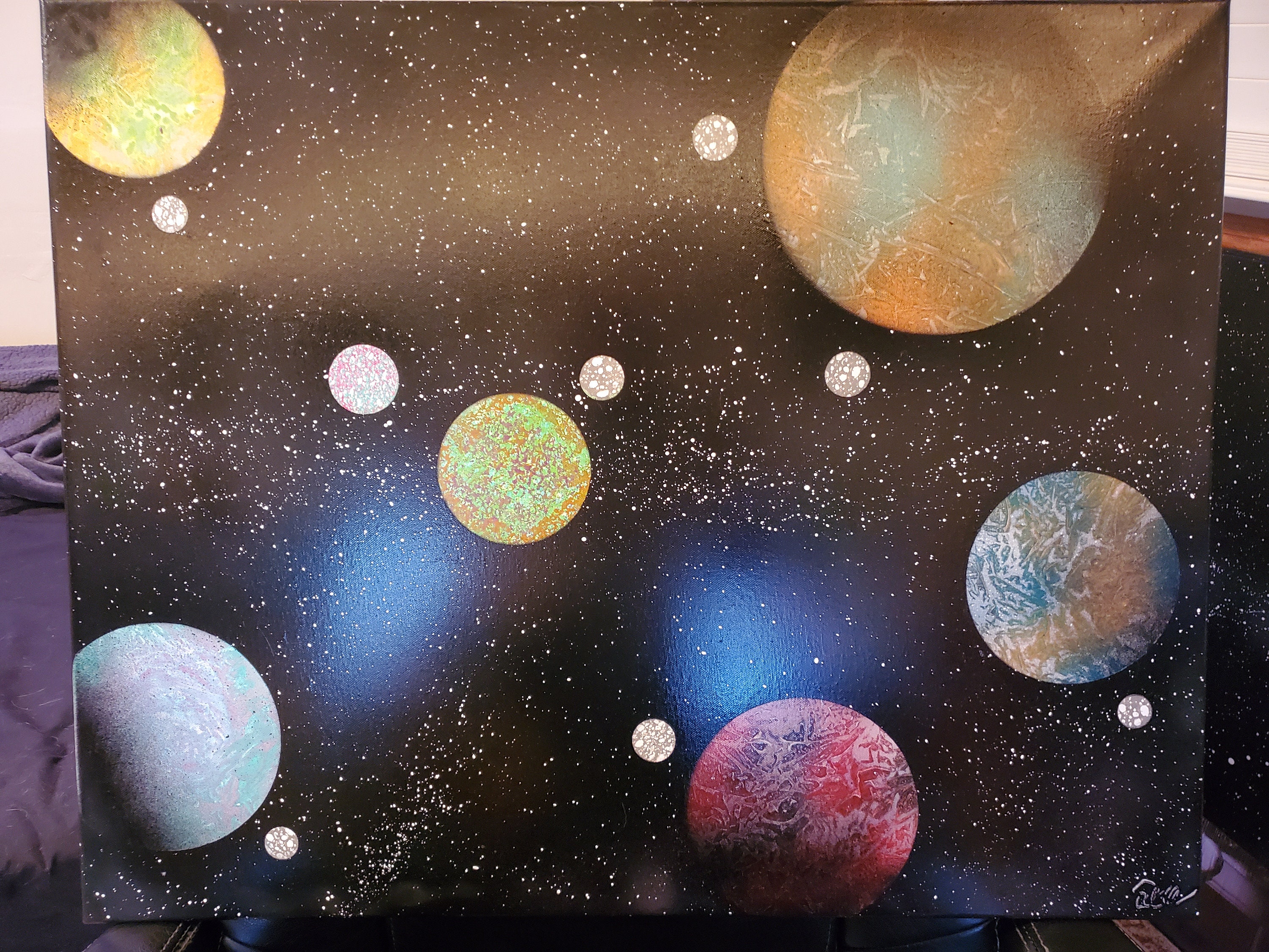 6 Planet Spray Paint Space Art - Etsy