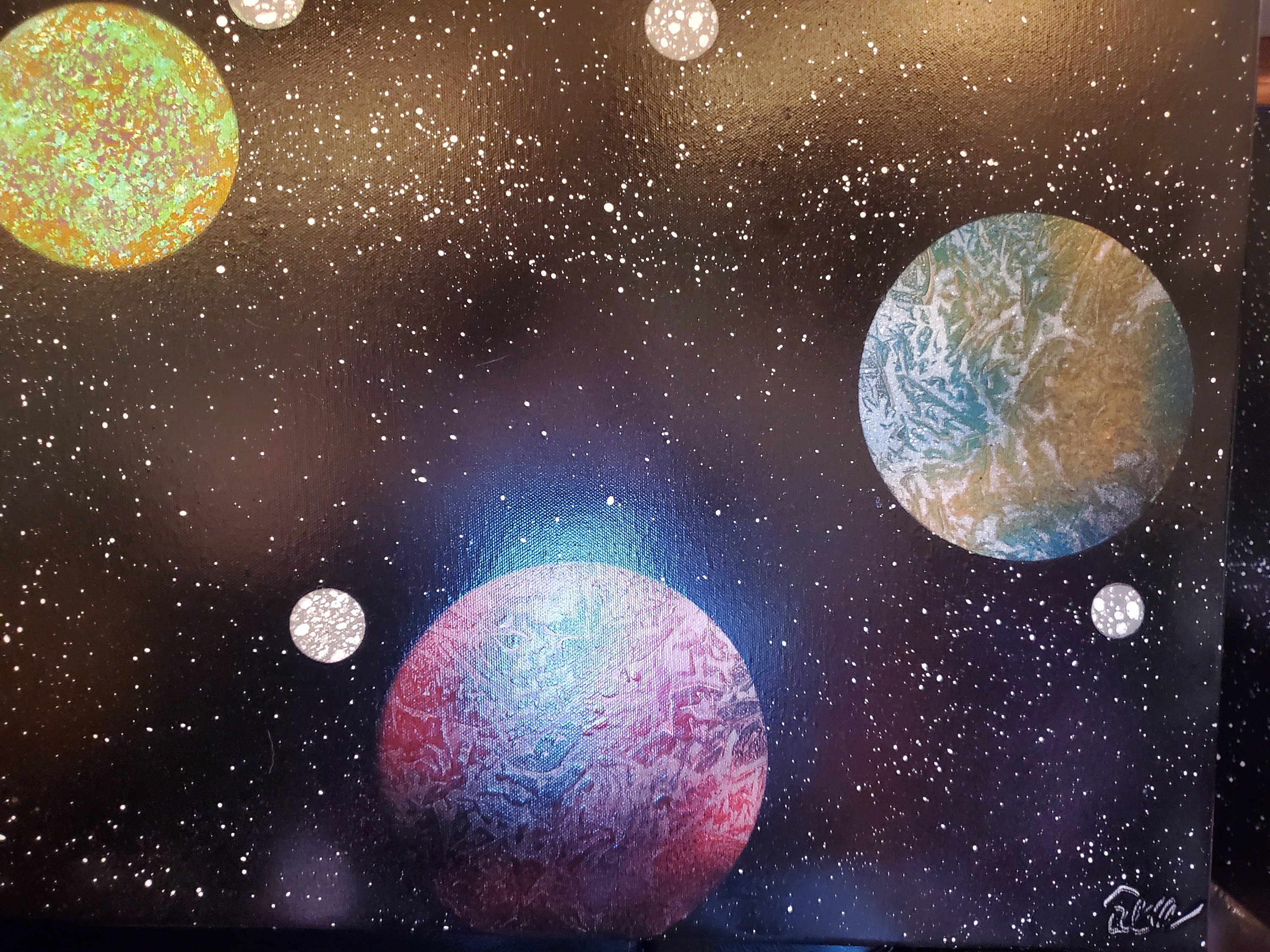 6 Planet Spray Paint Space Art - Etsy